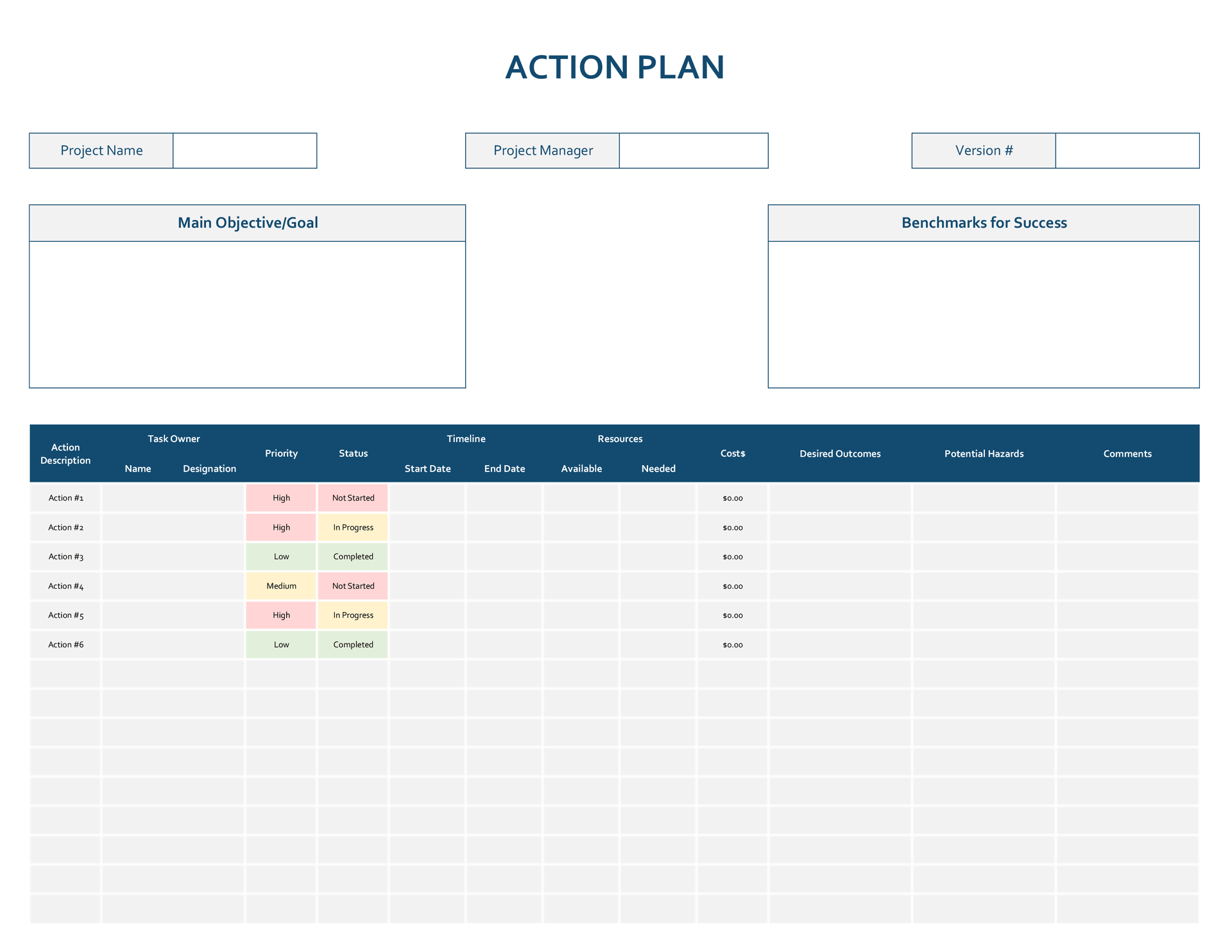 Action Plan Template for Excel & Google Sheets