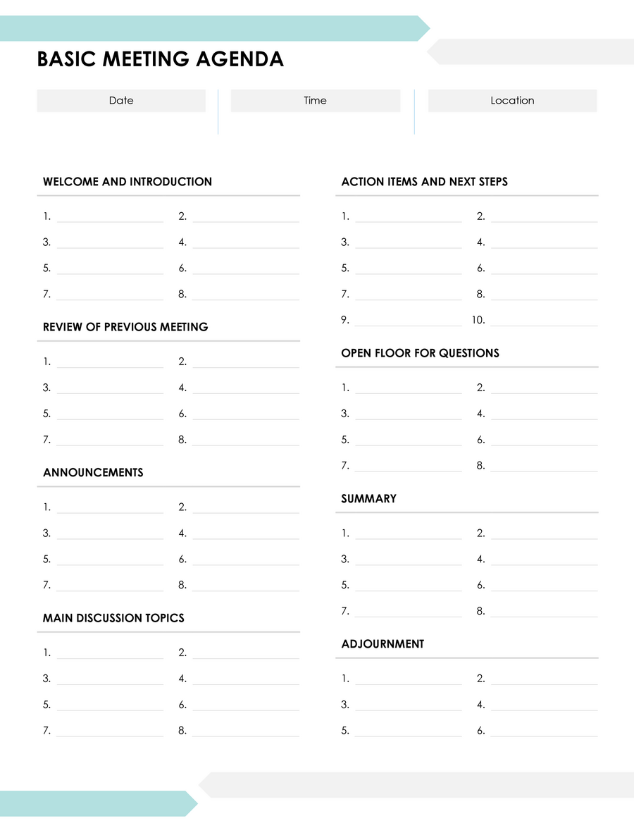 Simple Meeting Agenda Template - WordLayouts