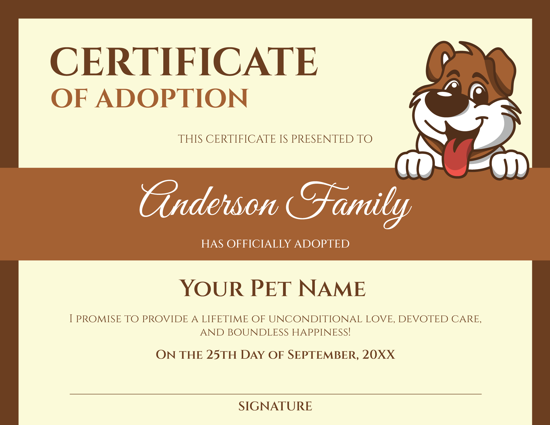 Boundless Happiness Pet Adoption Certificate Template (Portrait ... Boundless Happiness Pet Adoption Certificate Template (Portrait ...