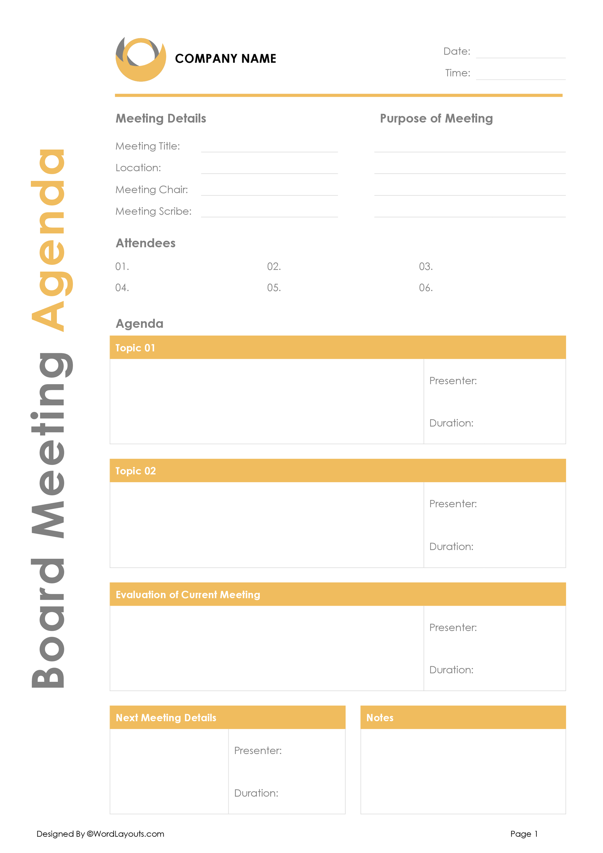 Corporate Board Meeting Agenda Template - WordLayouts Corporate Board Meeting Agenda Template - WordLayouts