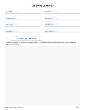 Free Lessons Learned Template - Word - Google Docs