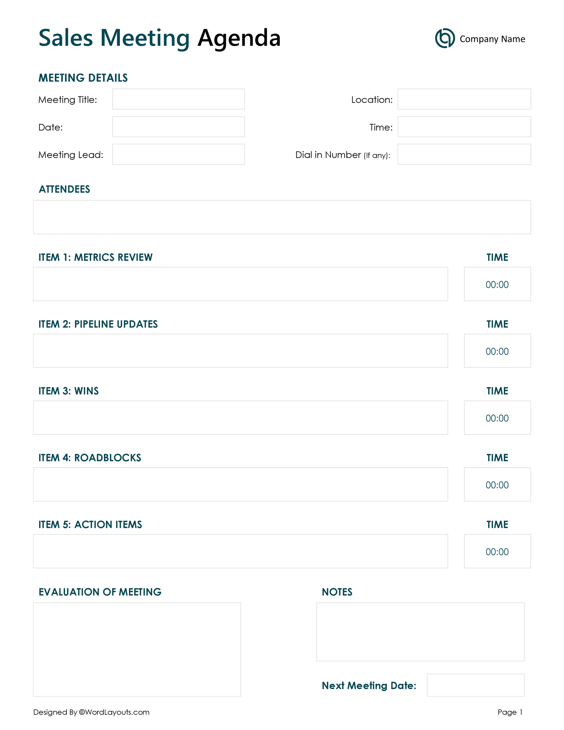 Professional Sales Meeting Agenda Template - WordLayouts Professional Sales Meeting Agenda Template - WordLayouts