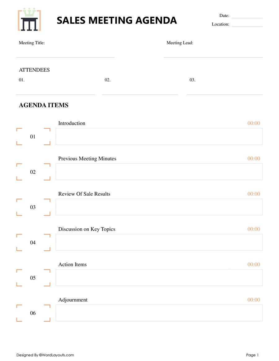 Free Sales Meeting Agenda Templates - WordLayouts