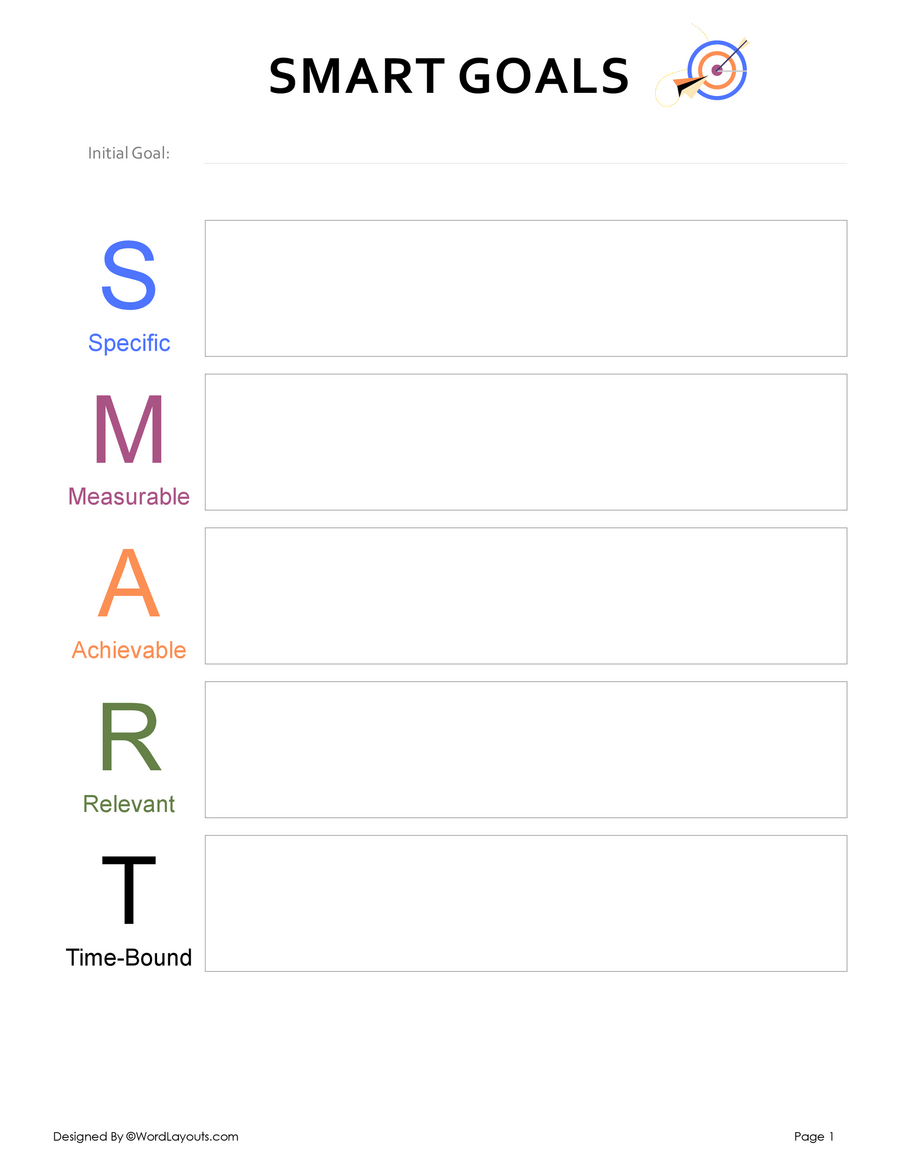 Goal-Setting Worksheet: SMART Framework - WordLayouts