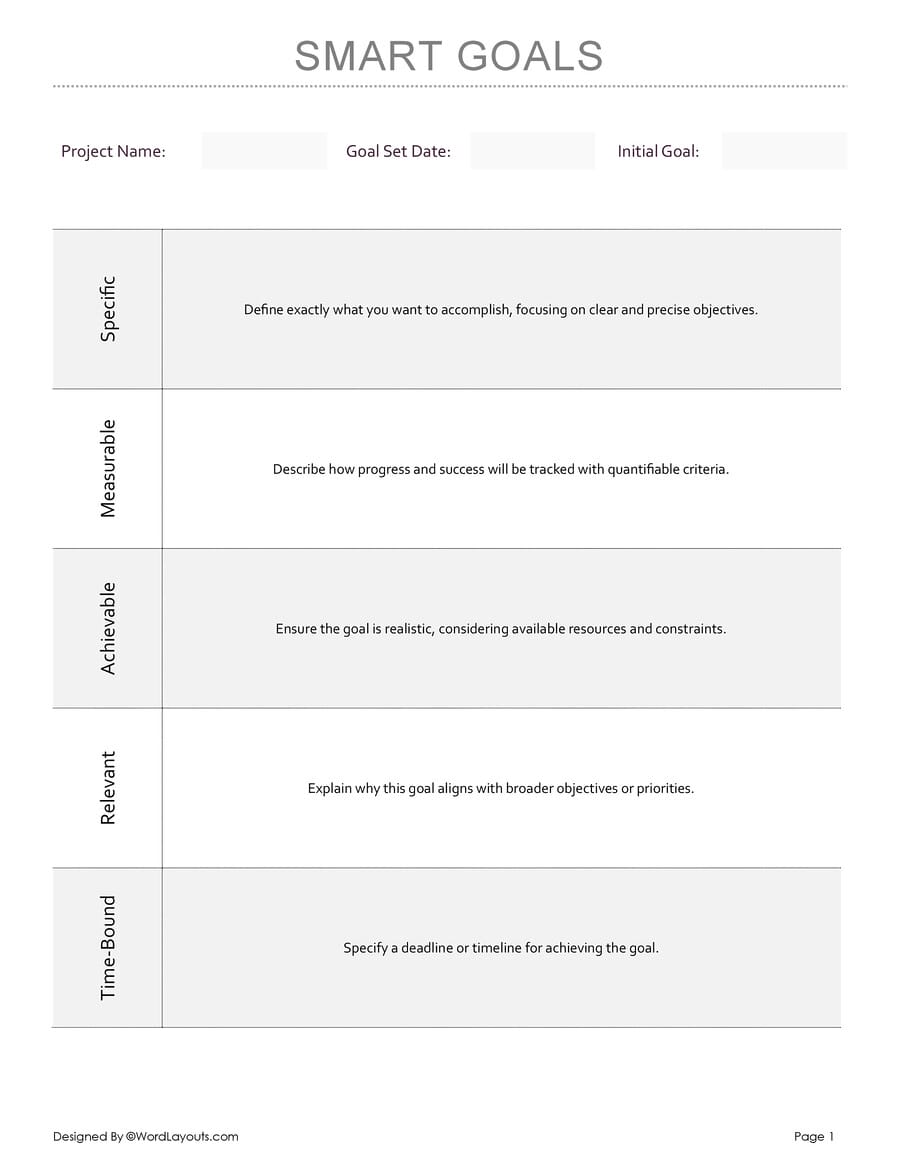 Free SMART Goal Setting Templates - WordLayouts