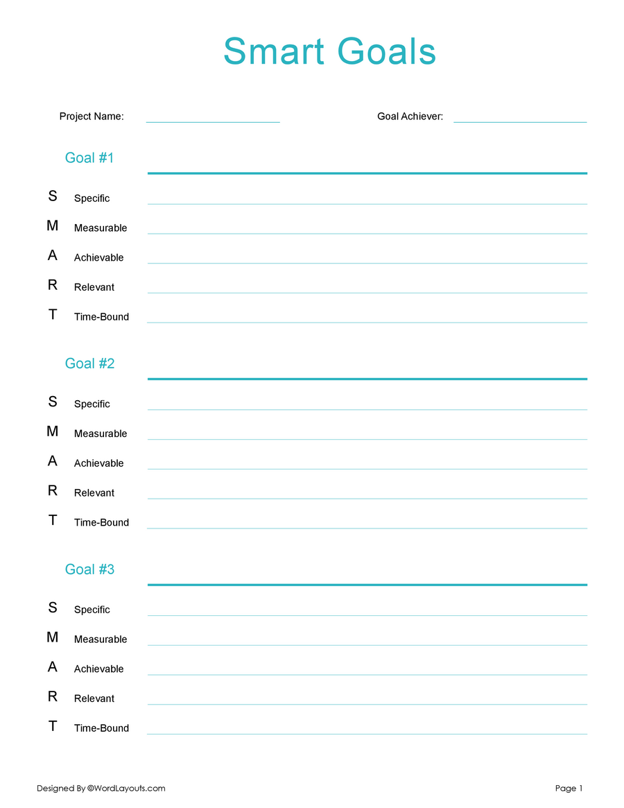 Free SMART Goal Setting Templates - WordLayouts