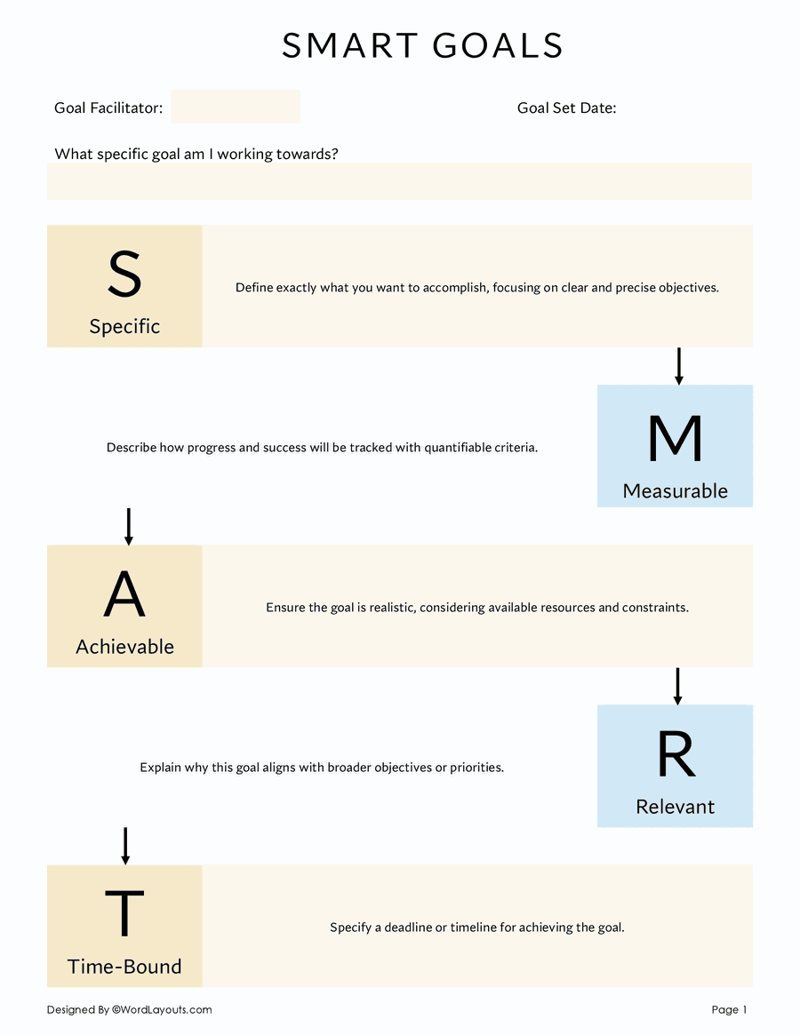 Free SMART Goal Setting Templates - WordLayouts