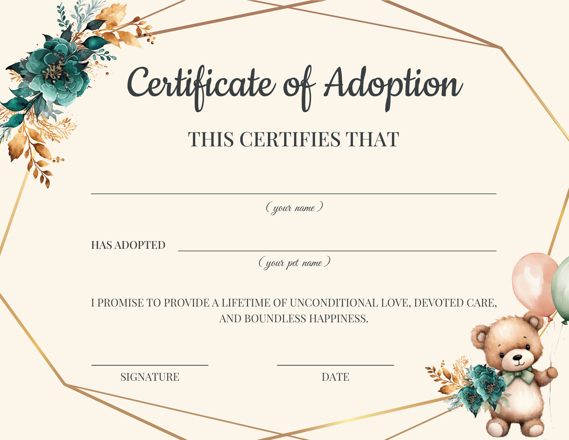 Elegant Adoption Certificate Template (Landscape) - WordLayouts Elegant Adoption Certificate Template (Landscape) - WordLayouts