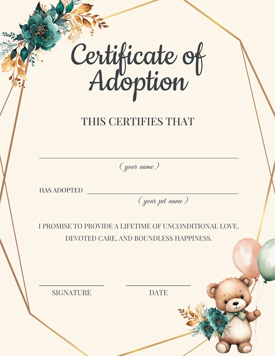 Free Pet Adoption Certificate Templates - WordLayouts