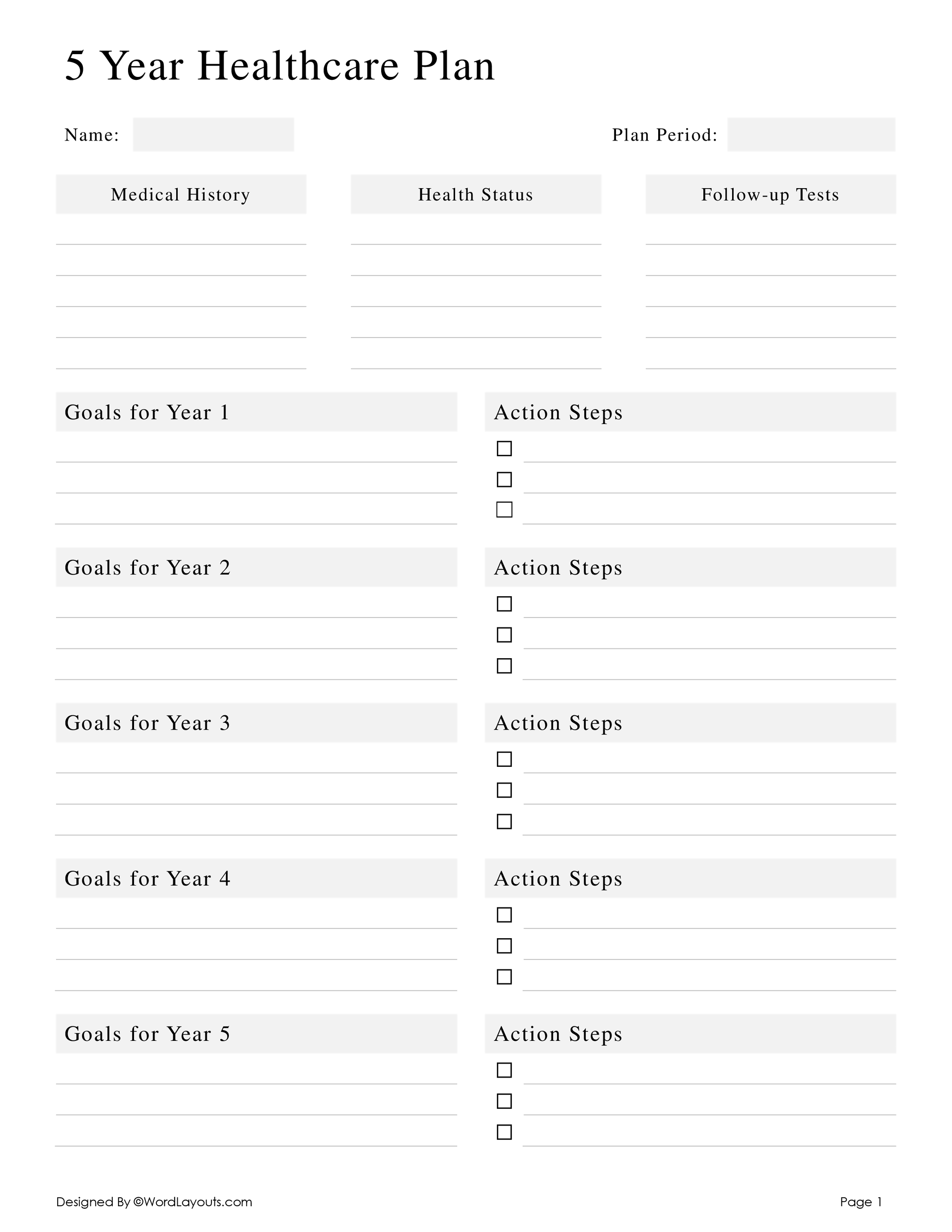 5 Year Career Development Plan Template - WordLayouts 5 Year Career Development Plan Template - WordLayouts