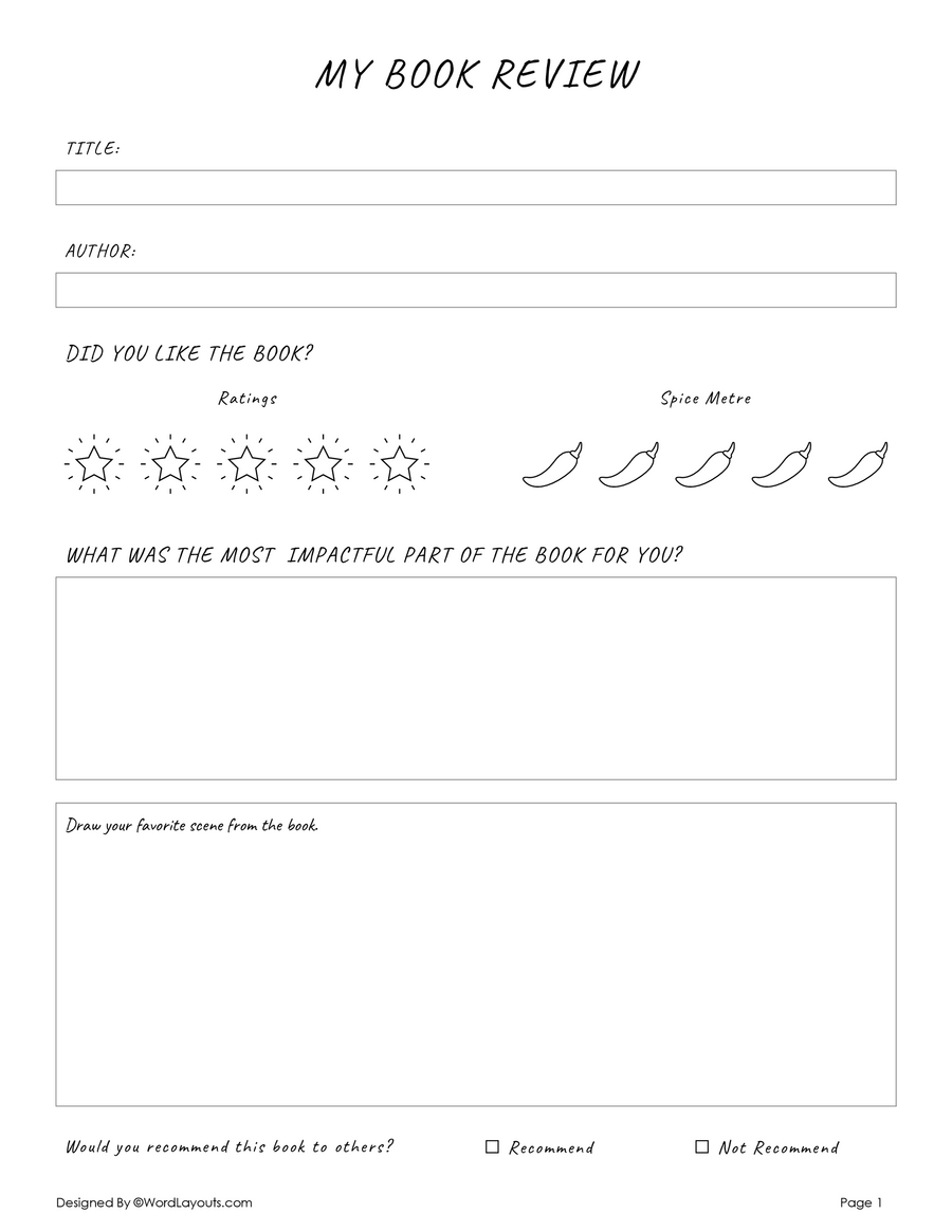 Creative Book Review Template with Drawing Space - WordLayouts