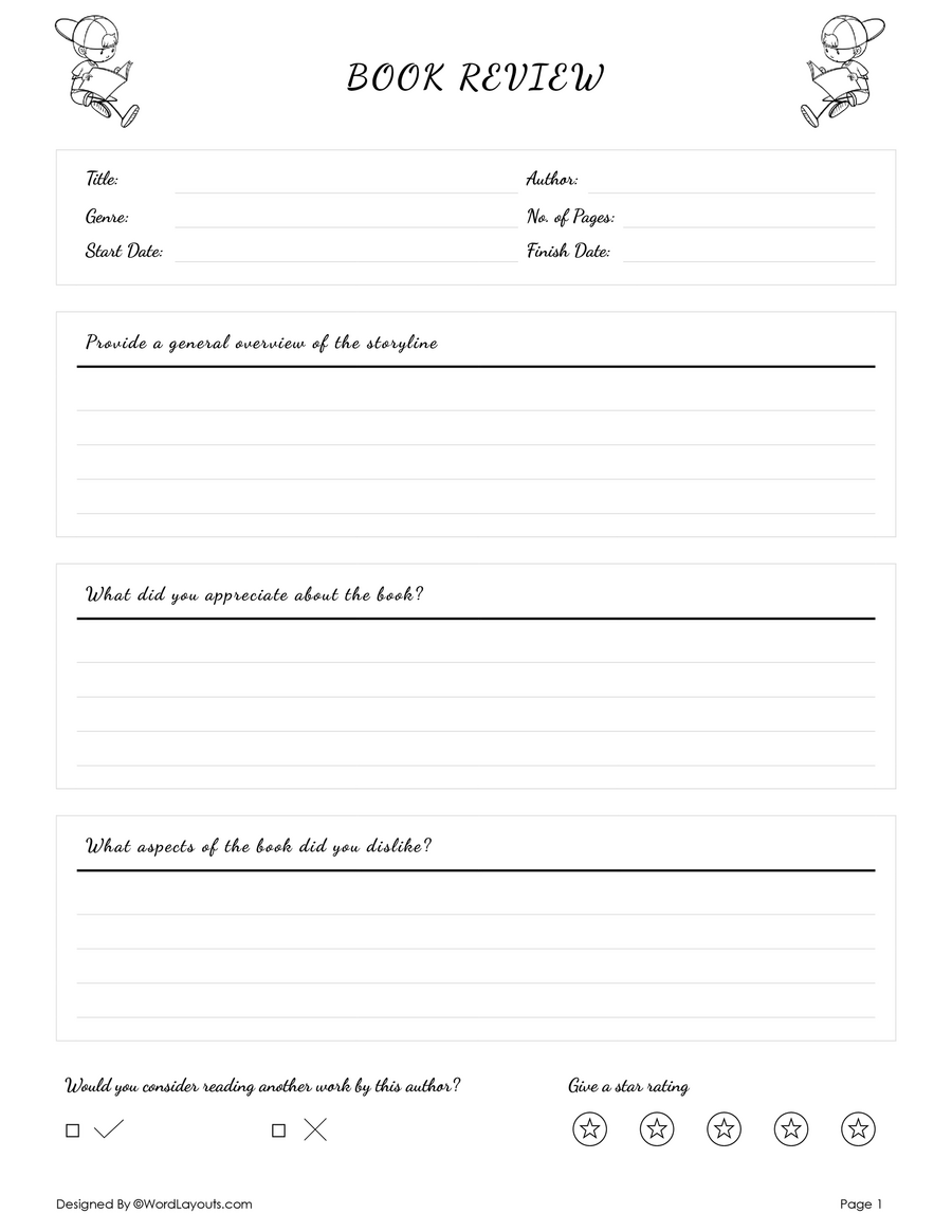 Creative Book Review Template with Drawing Space - WordLayouts