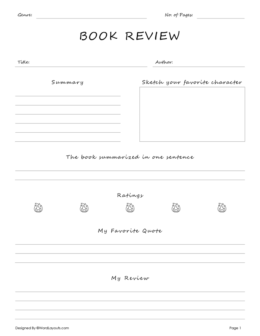 Creative Book Review Template with Drawing Space - WordLayouts