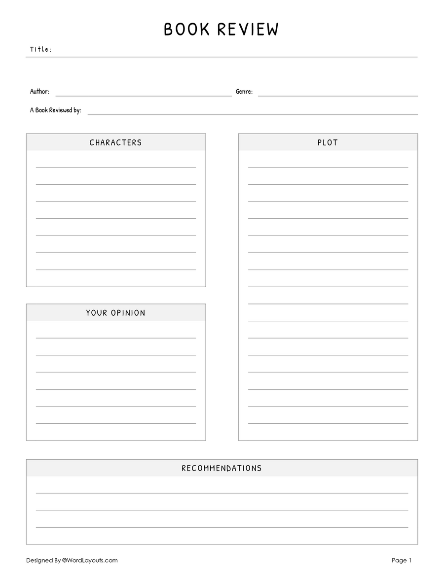 Read & Reflect: Book Review Template - WordLayouts