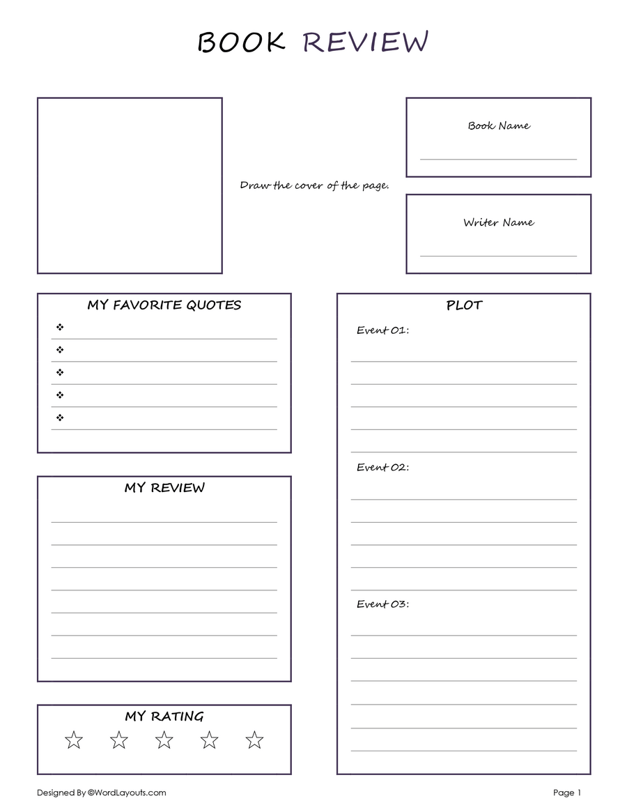 Free Book Review Templates to Edit & Print