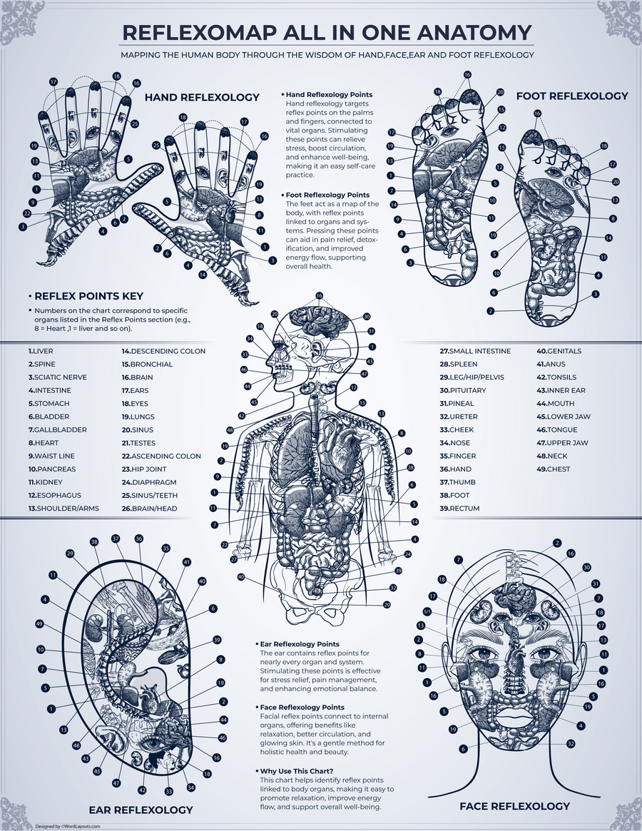 Free Reflexology Charts Foot Face Ear Hand