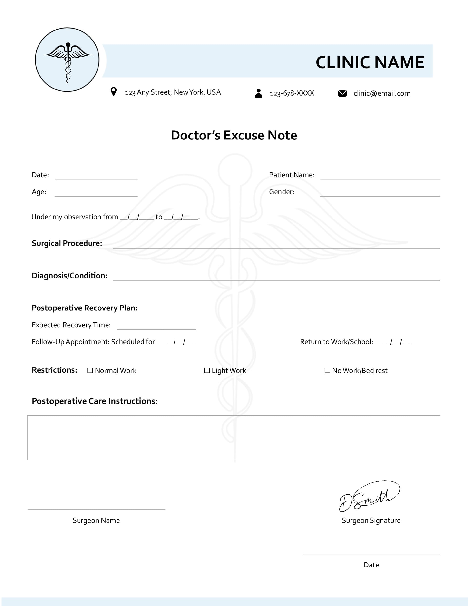 Free Doctor Note Templates (Word, GDocs) - WordLayouts