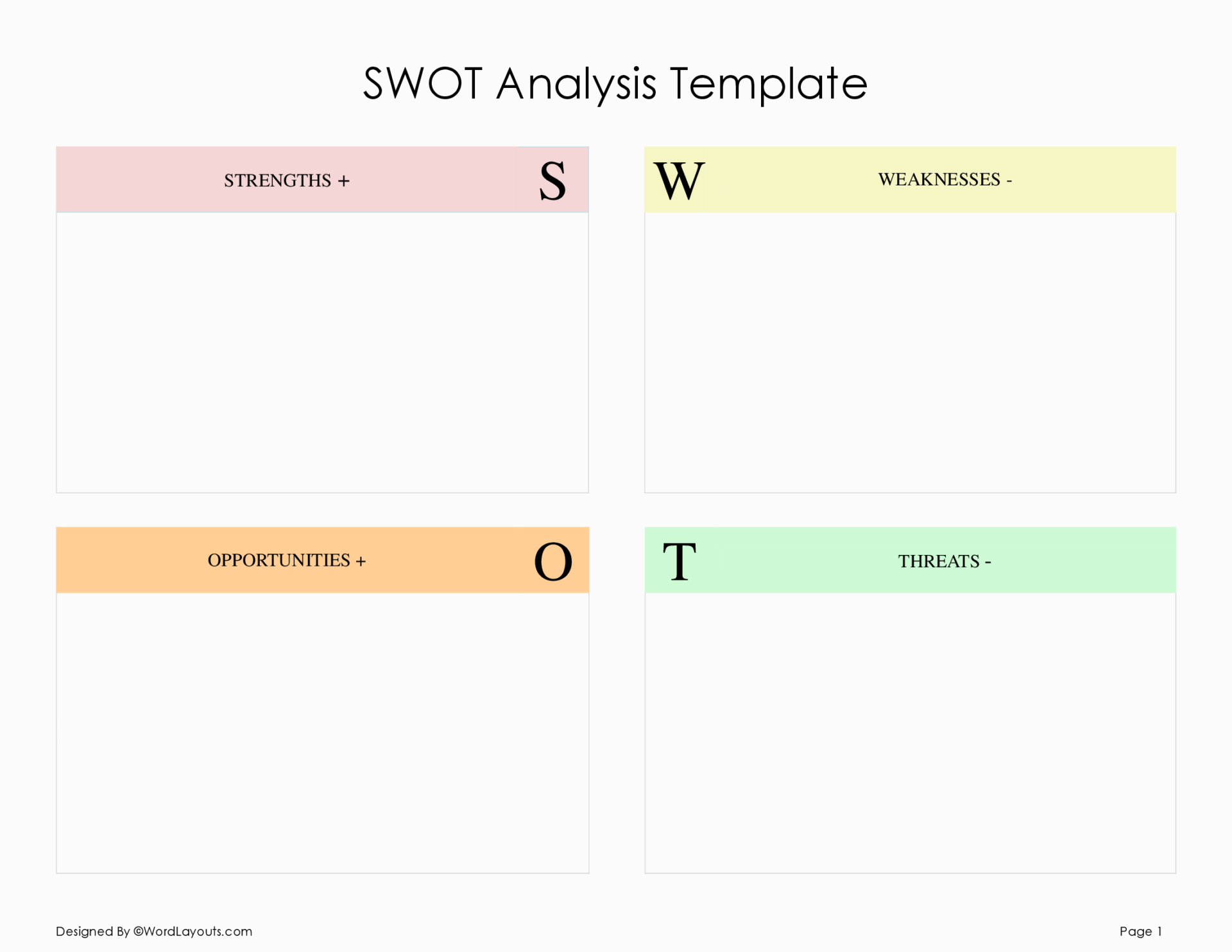Visual SWOT Matrix Template - WordLayouts