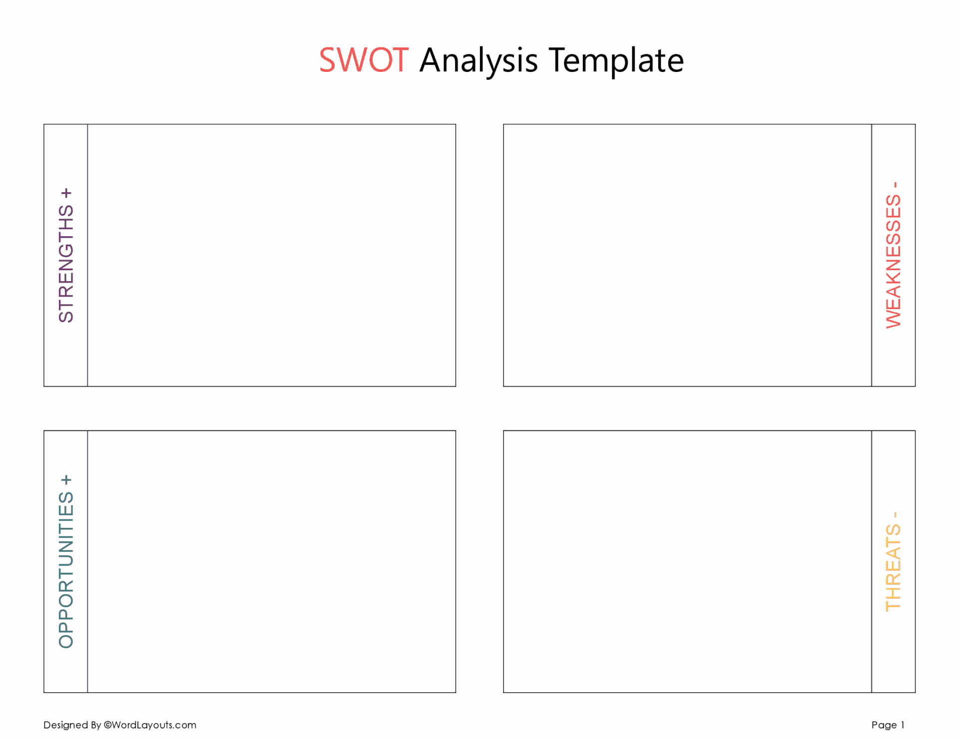 Swot Matrix Template With Grid Layout Wordlayouts