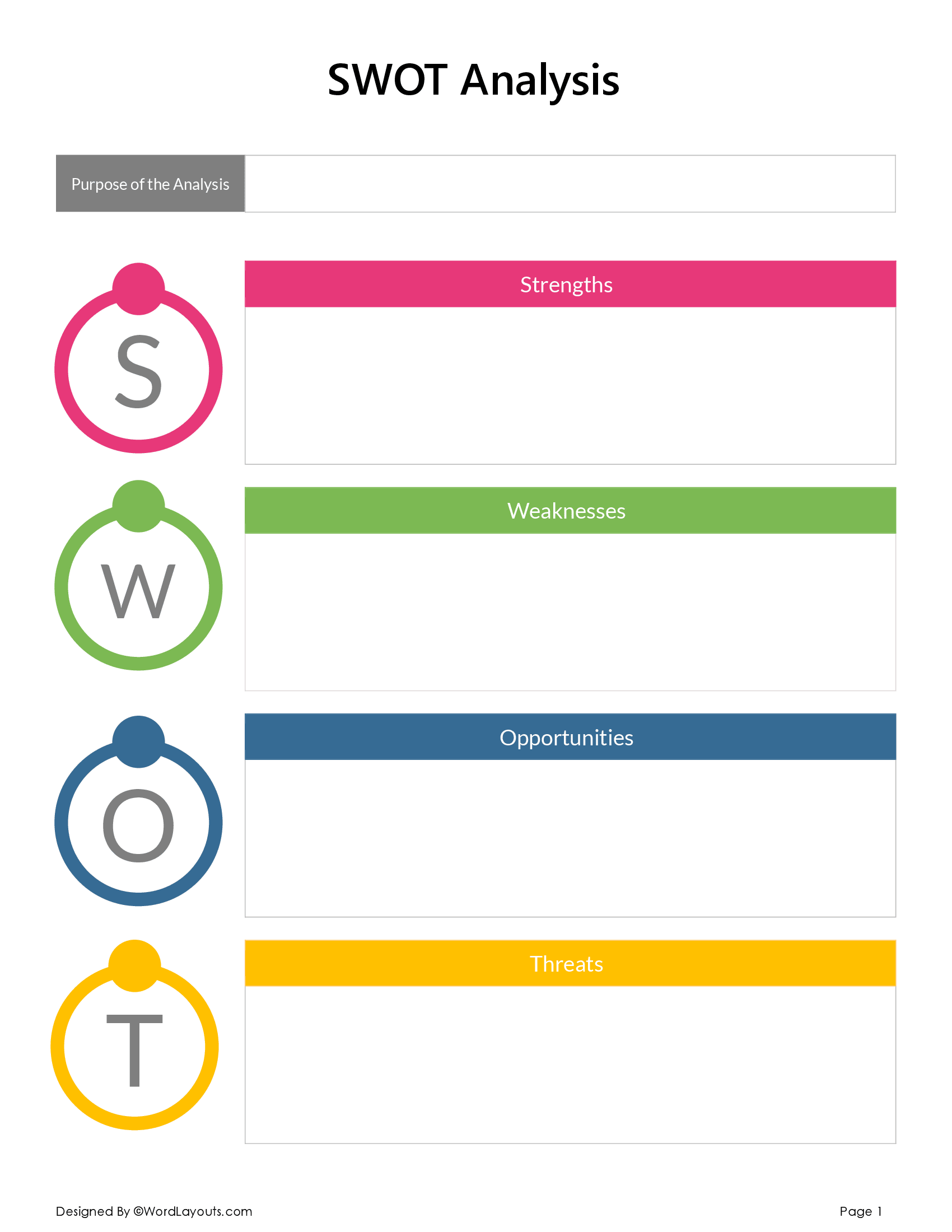 Elegant Swot Analysis Template Wordlayouts
