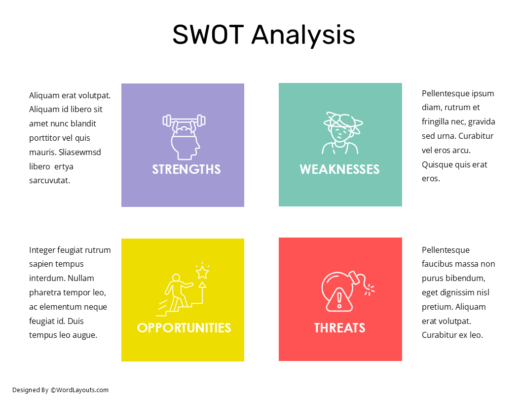 Vibrant Swot Matrix With Visual Illustrations Wordlayouts