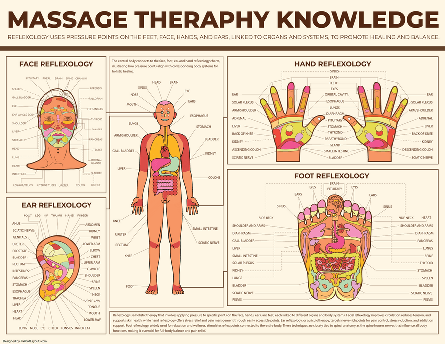 Free Reflexology Charts (Foot, Face, Ear, Hand)