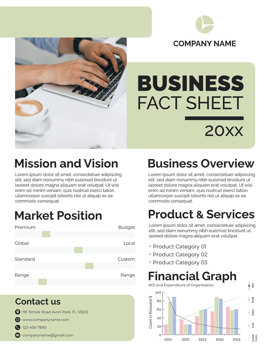 Business Fact Sheet with Analysis Template - WordLayouts