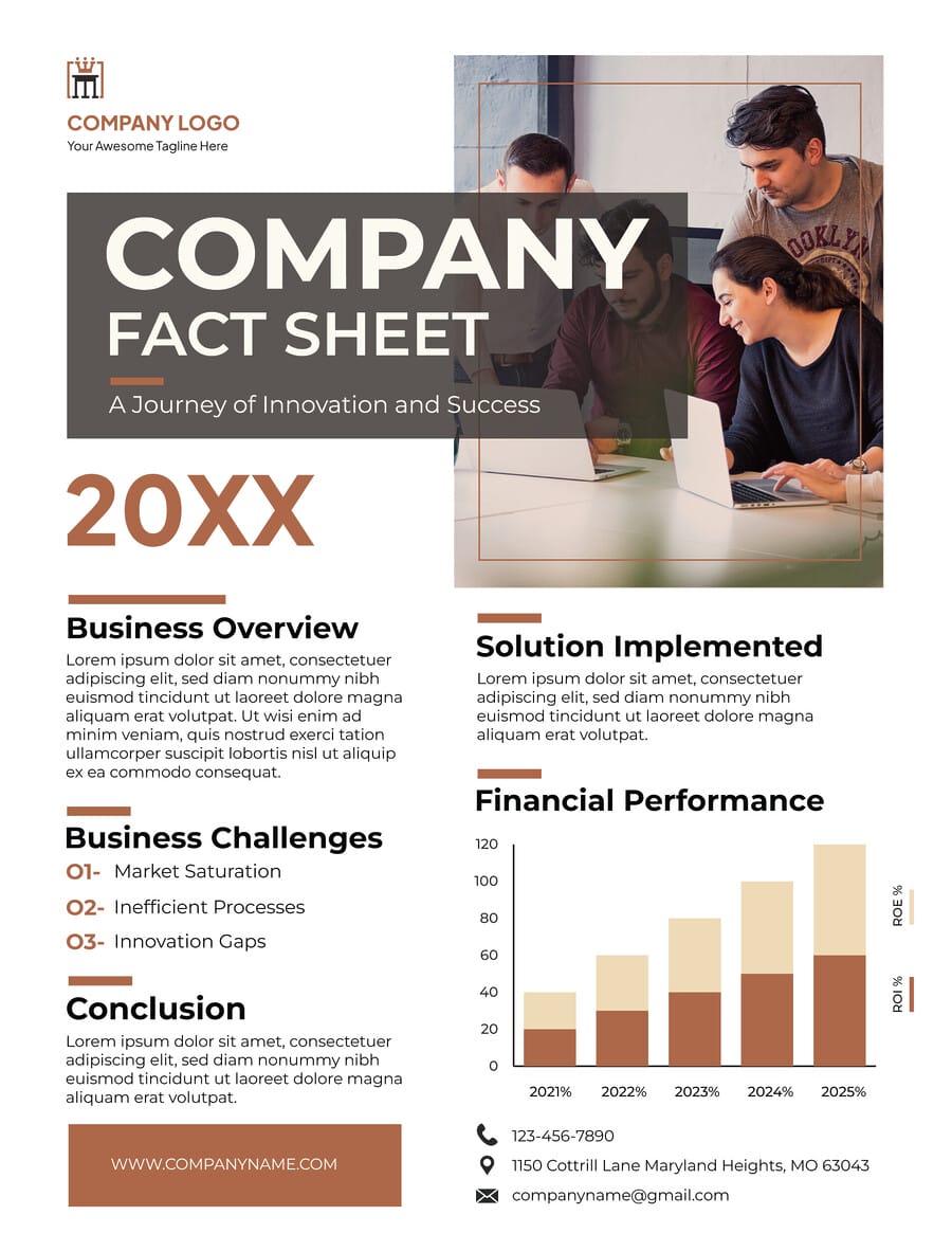 Company Fact Sheet Template - WordLayouts