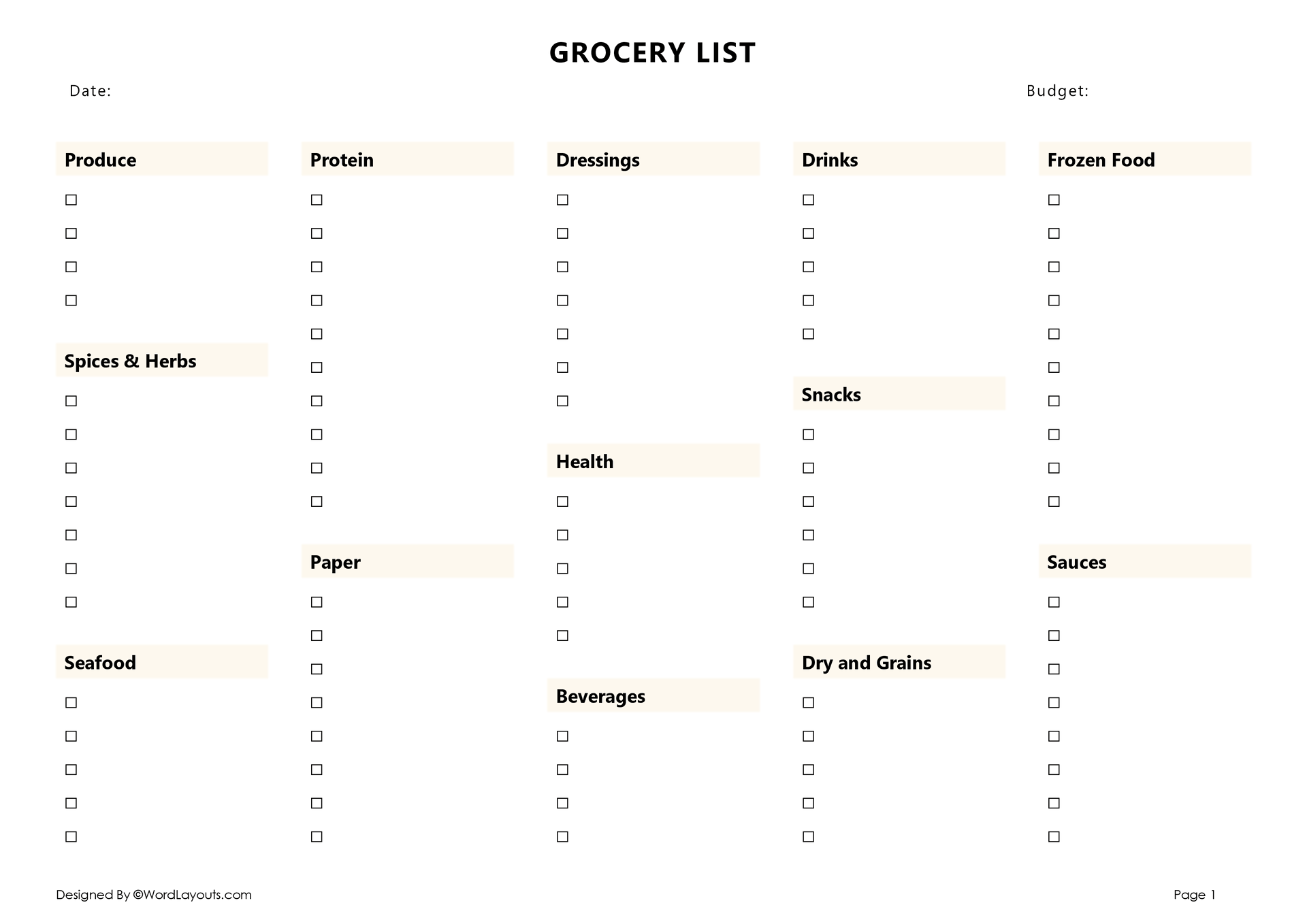 Meow Grocery and Shopping List Template - WordLayouts