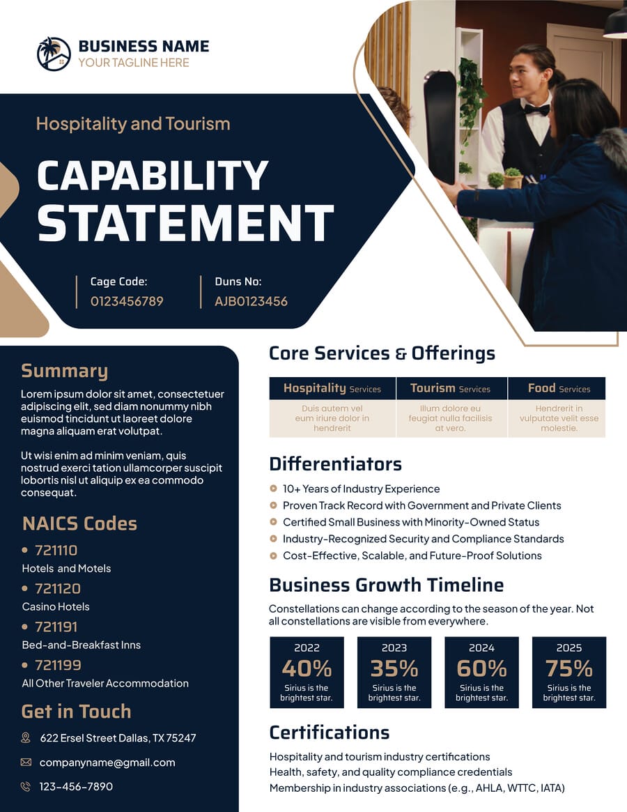 Hospitality & Tourism Capability Statement Template