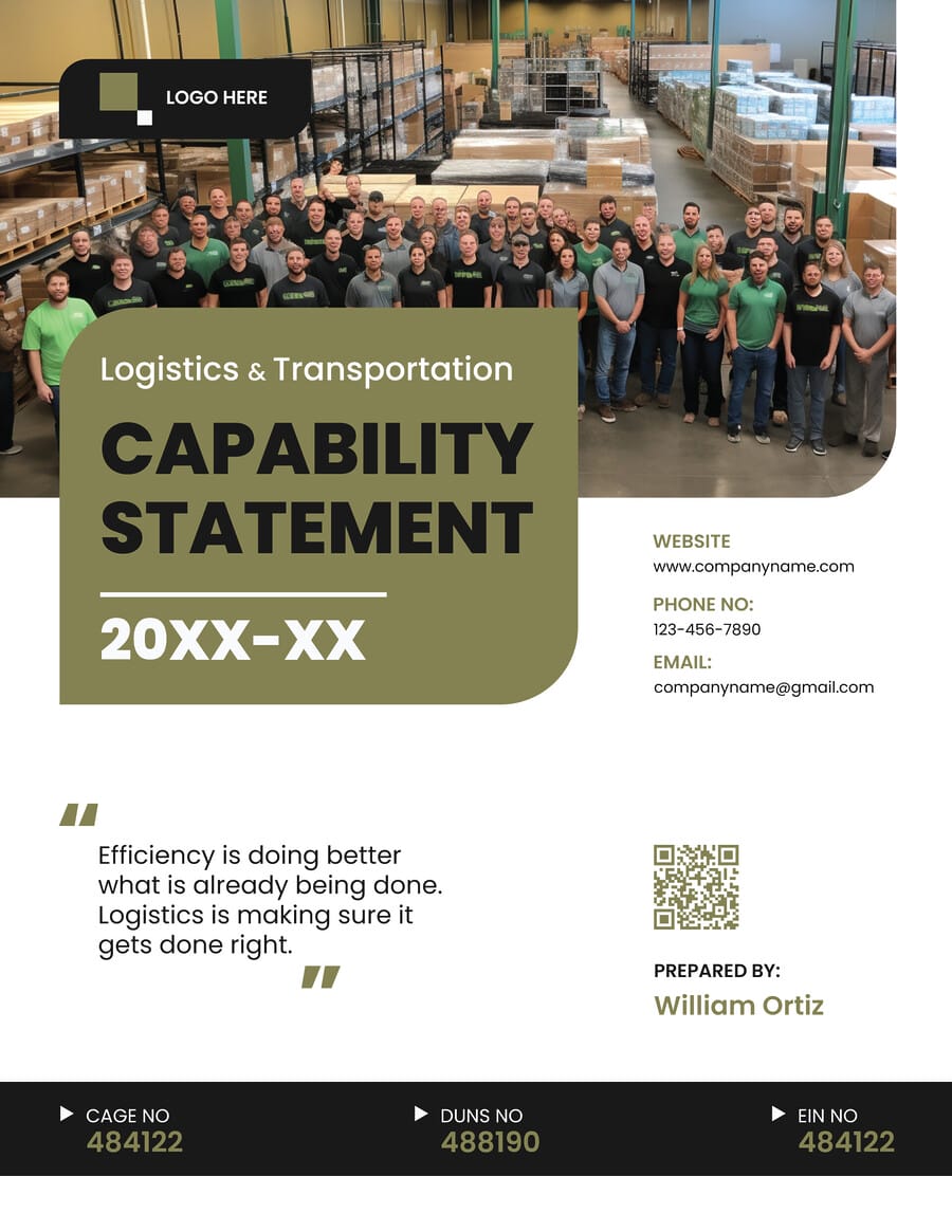 Logistics & Transportation Capability Statement Template - WordLayouts