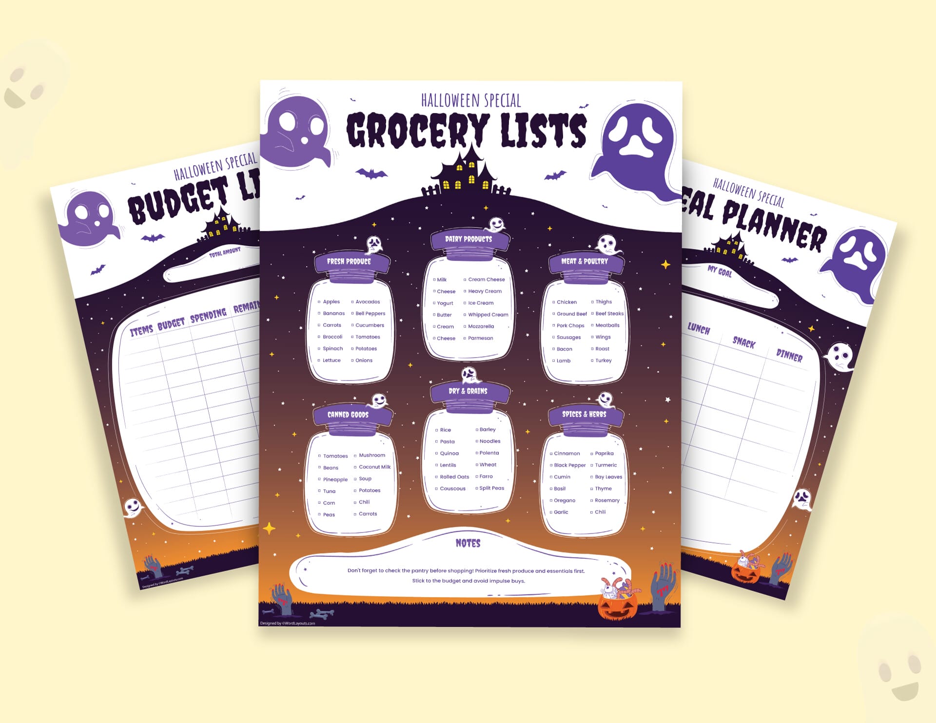 Spooky Treats Grocery List Template - WordLayouts