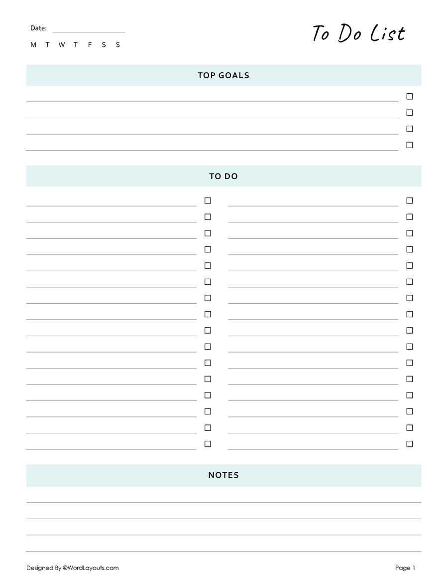 Daily Priority & Task Tracker Template - WordLayouts