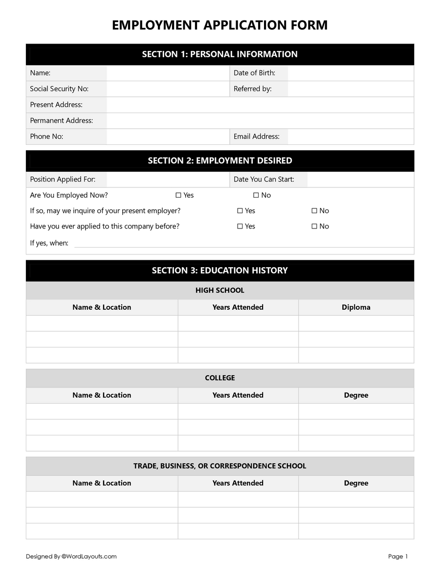 Professional Reference List Template - Word, GDocs