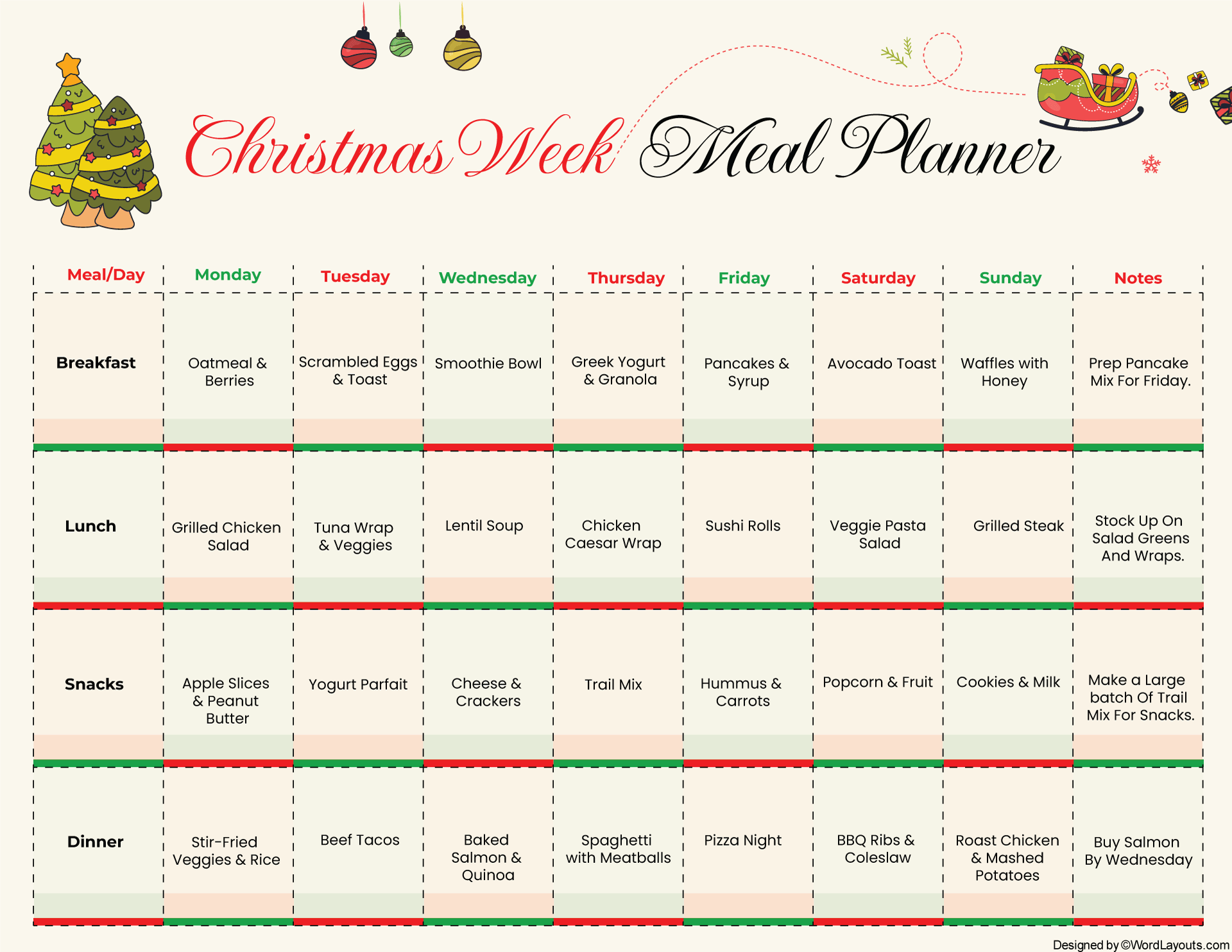 Whole Health Meal Planner - WordLayouts