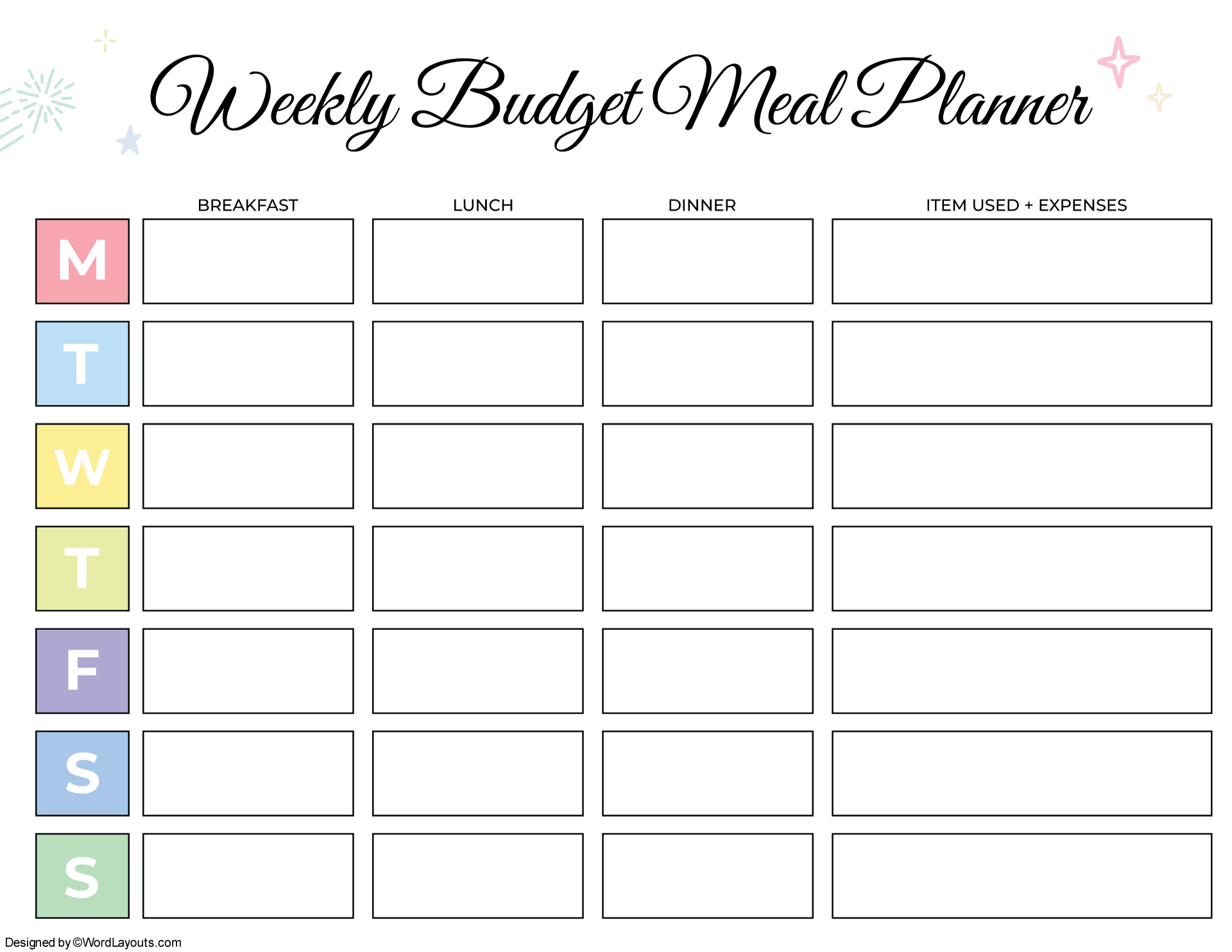 Free Meal Planner Templates (Edit & Printable)