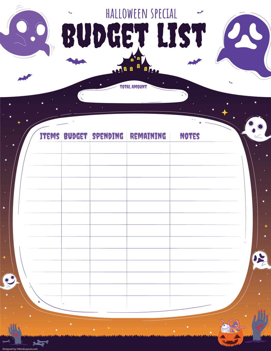 Spooky Budget Planner Template - WordLayouts