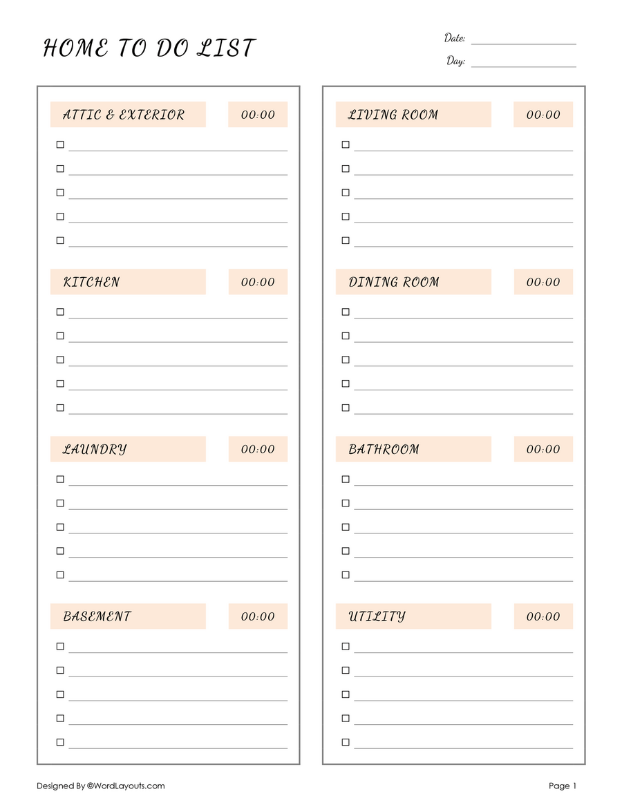 Daily Priority & Task Tracker Template - WordLayouts