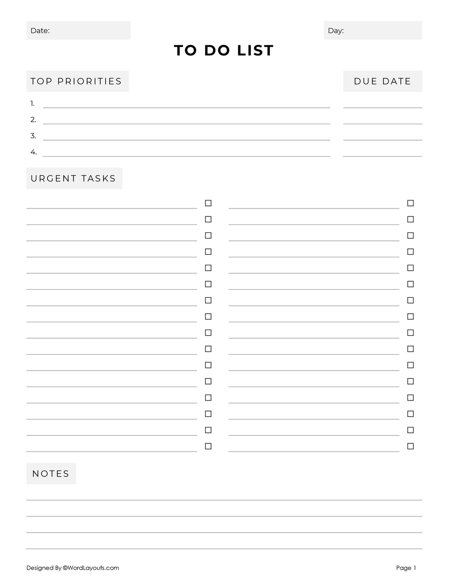 Task Planner with Priority - To Do Template