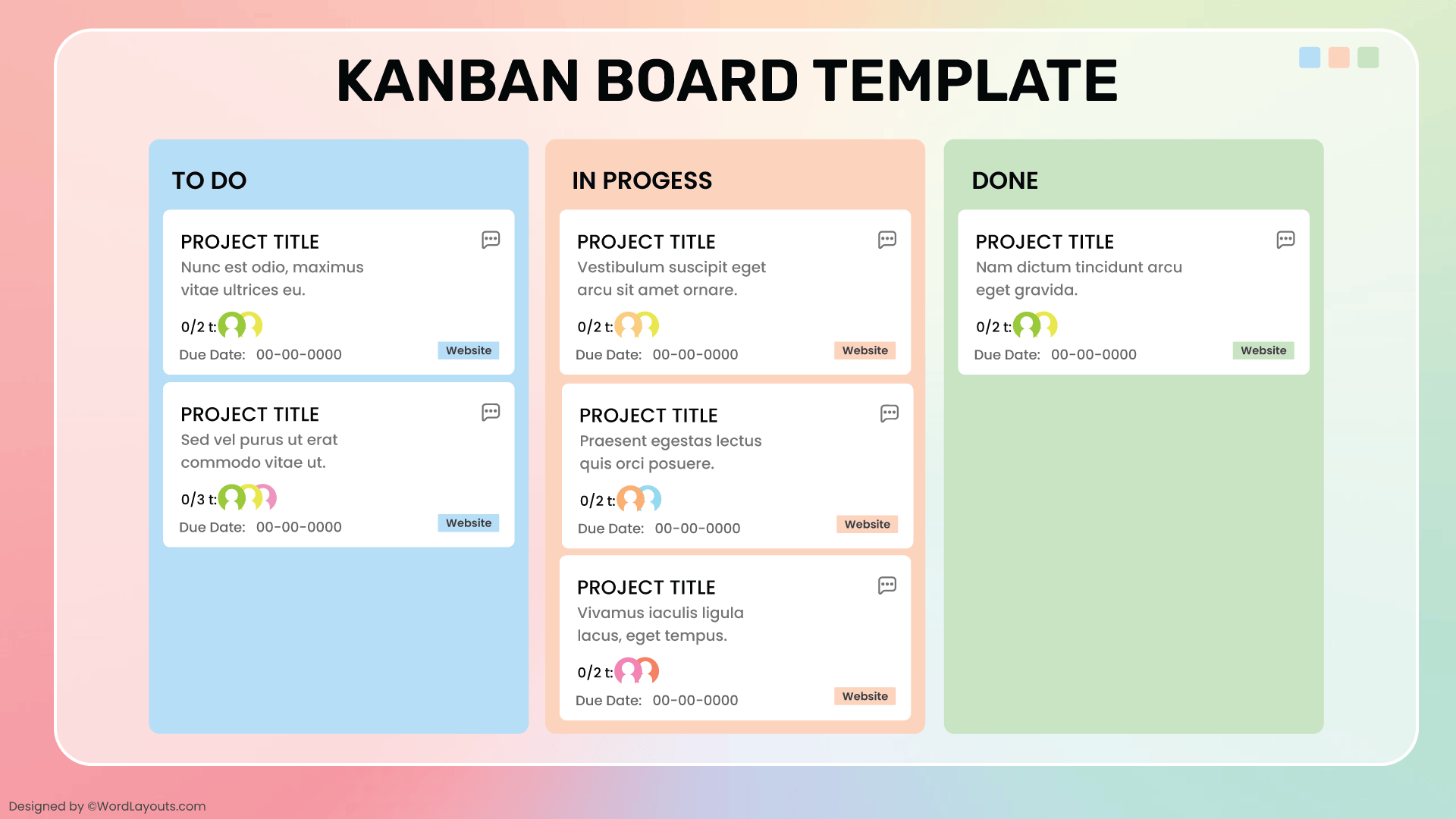 Due Date Project Management Kanban Template - WordLayouts