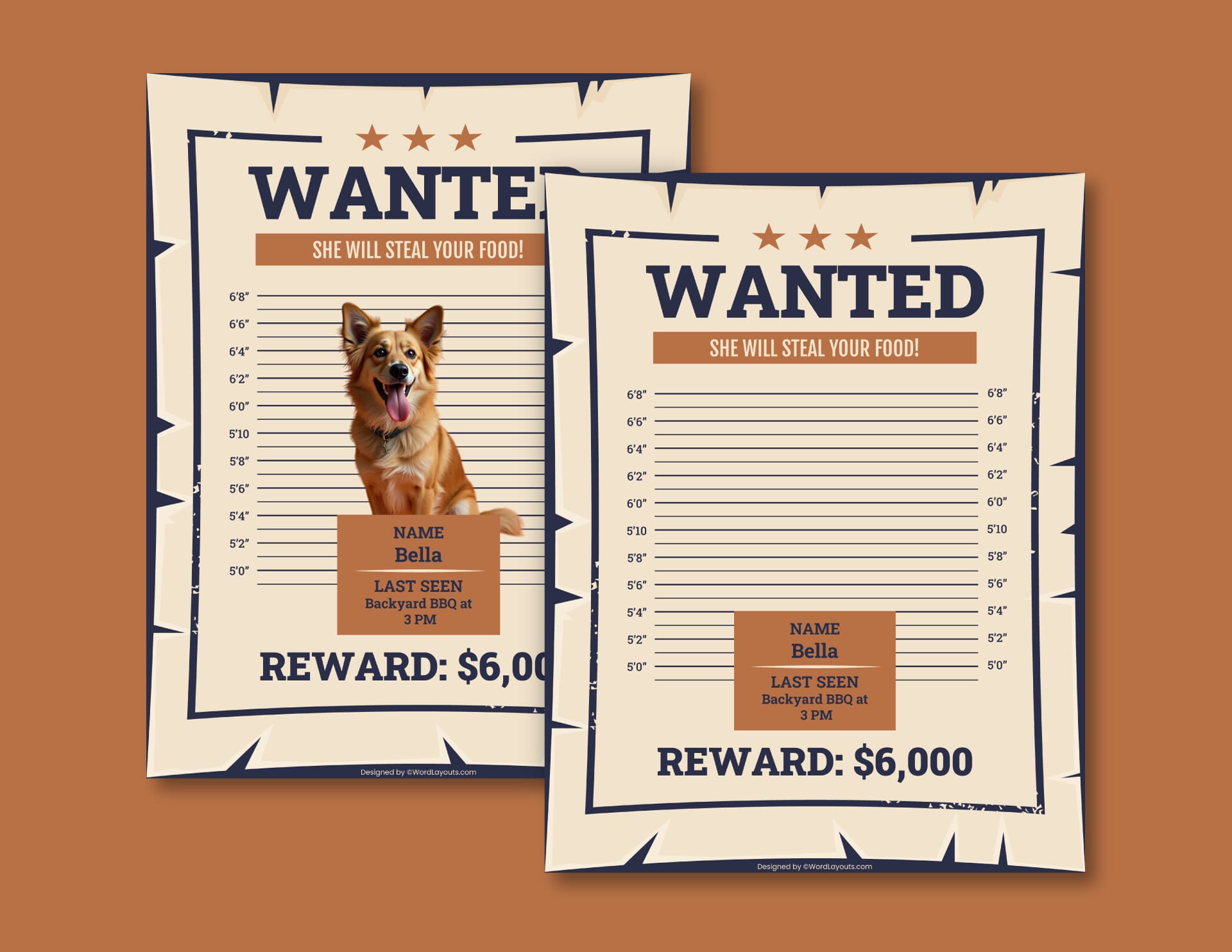 Food Bandit Dog Wanted Poster Template - WordLayouts