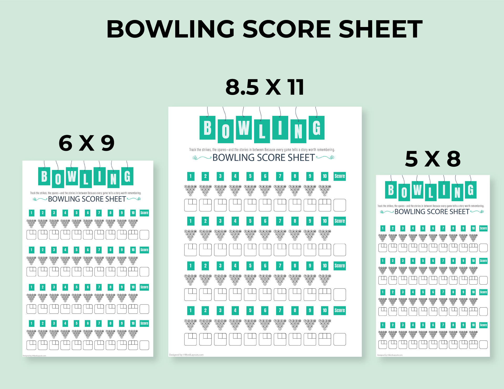 Printable Bowling Score Sheet Template - WordLayouts