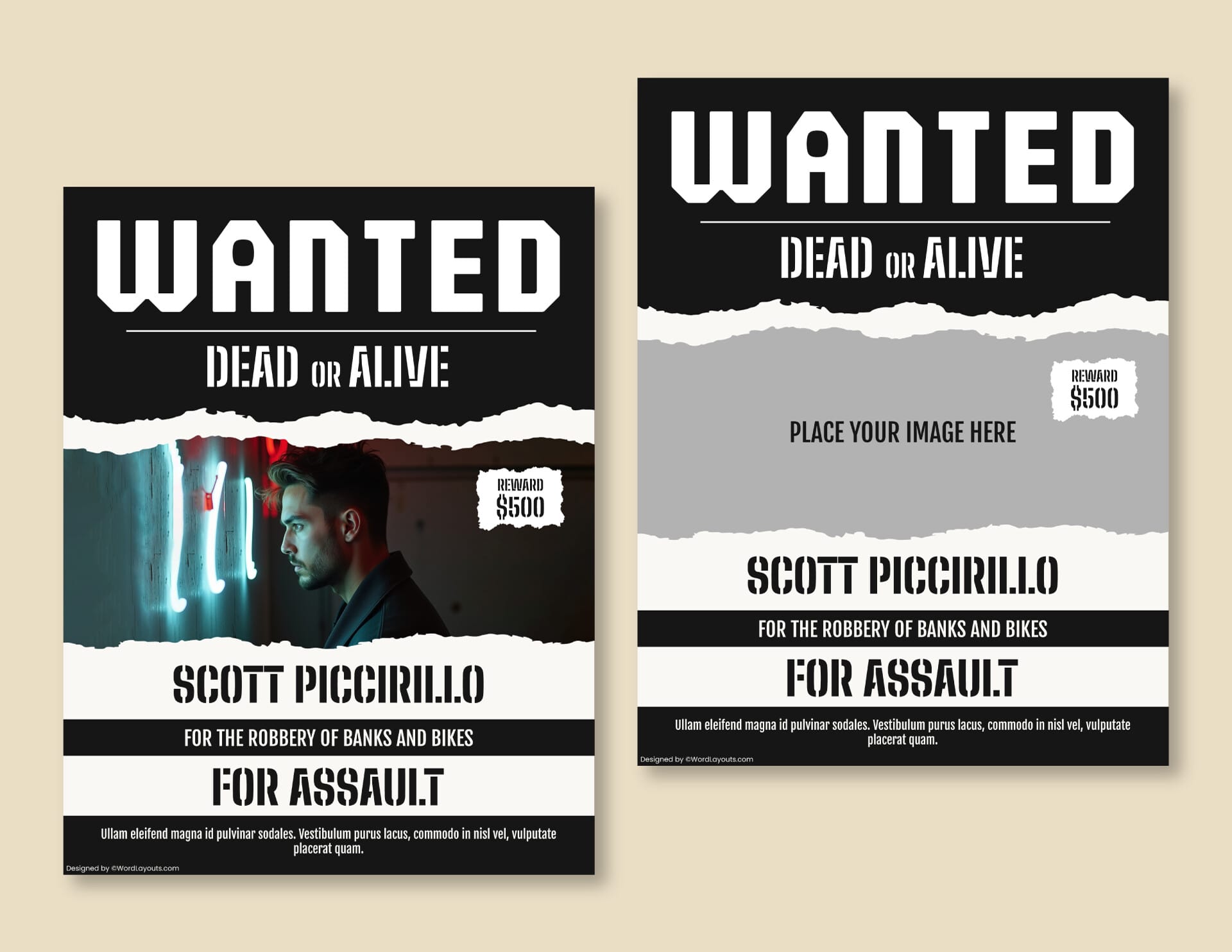 Modern Outlaw Wanted Poster Template - WordLayouts