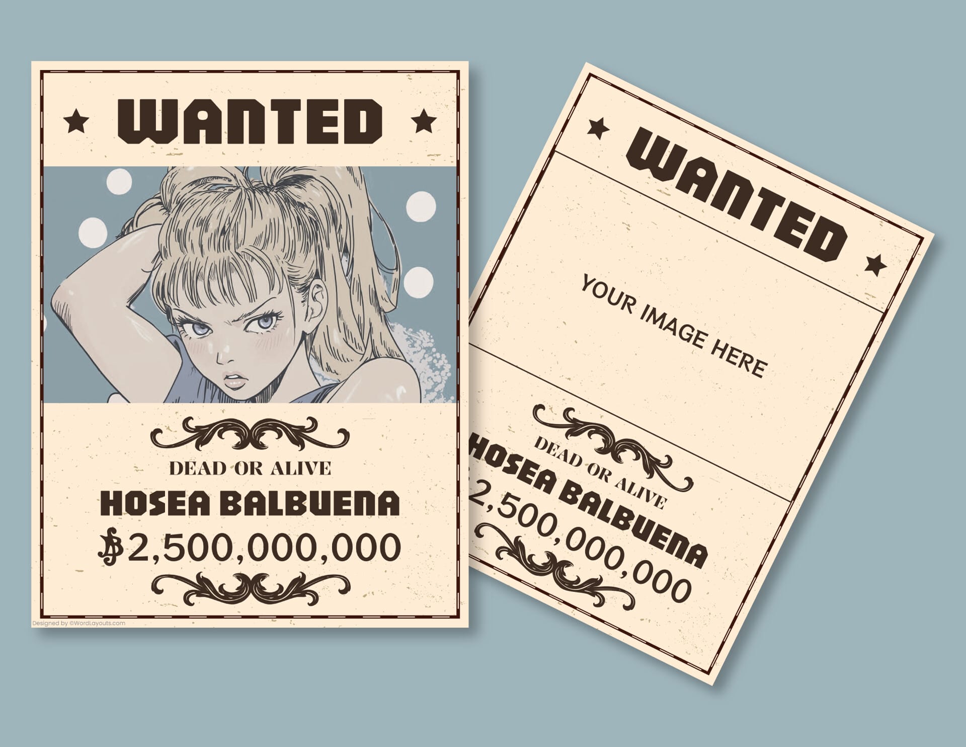 One Piece Luffy Wanted Poster Template - WordLayouts