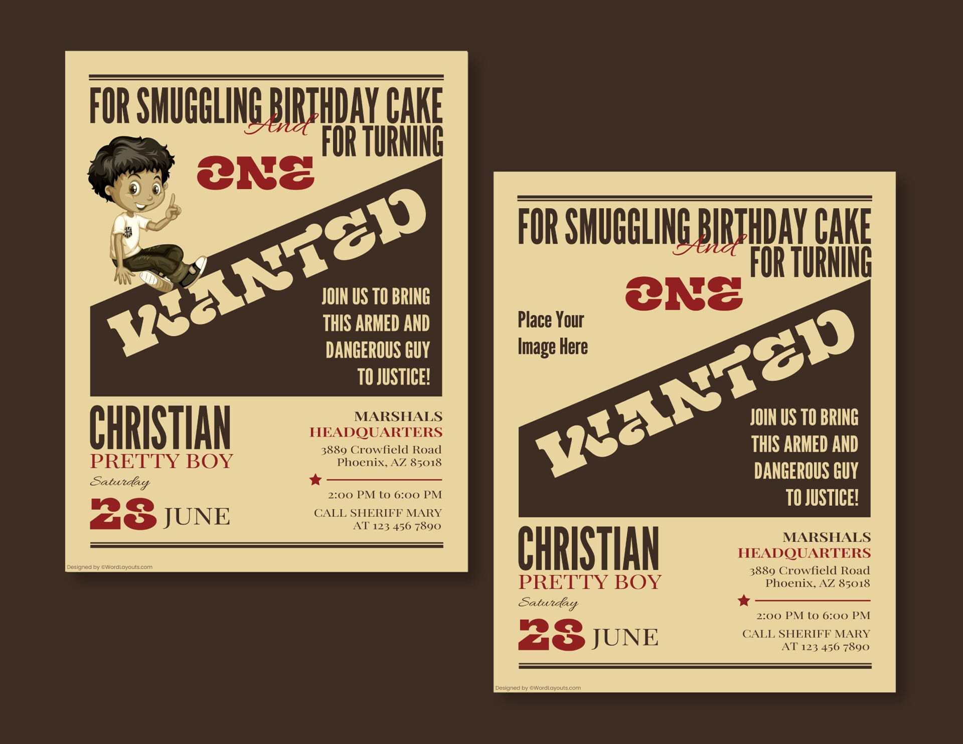 Smuggling Birthday Cake Wanted Poster Template - WordLayouts