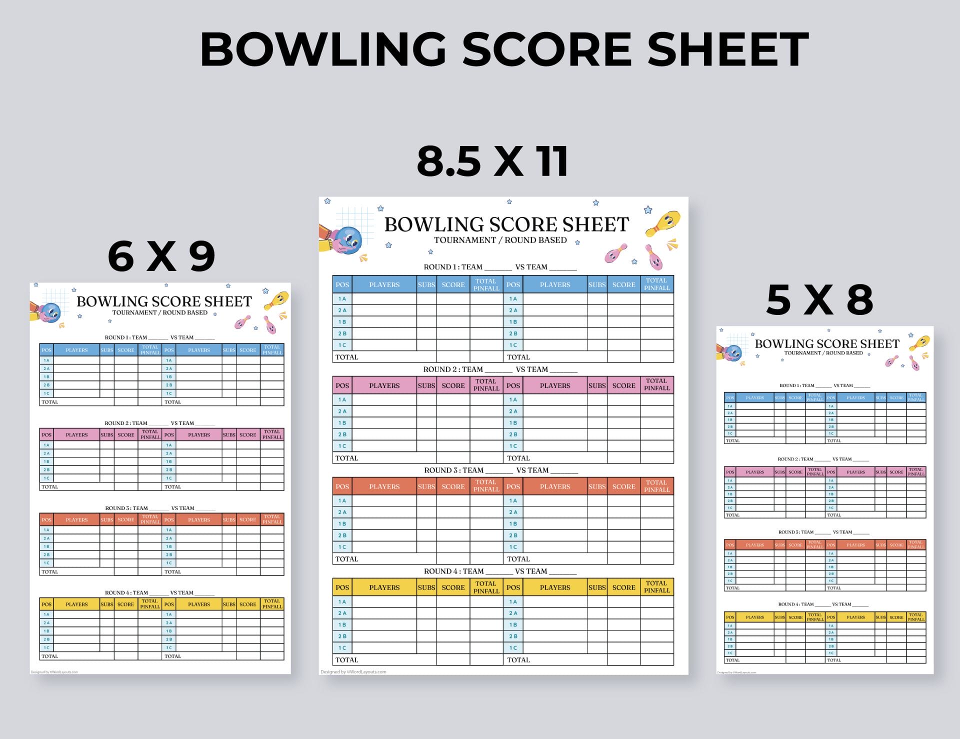 Printable Bowling Score Sheets (Templates) - PDF