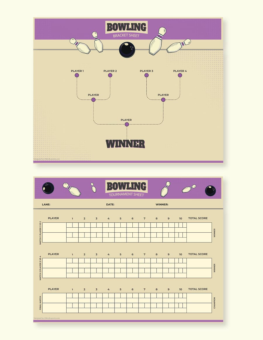Printable Bowling Score Sheets (Templates) - PDF