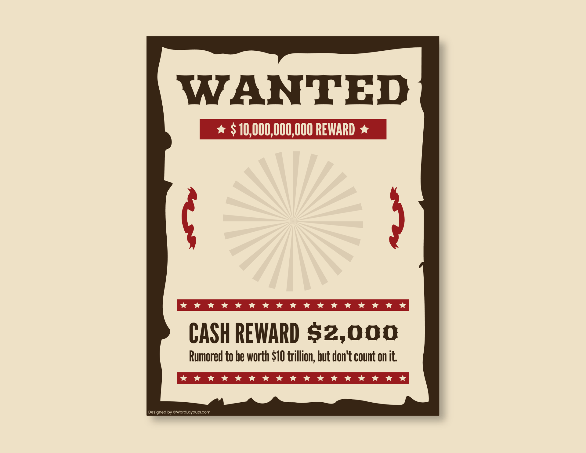 Vintage Reward Poster Template - WordLayouts