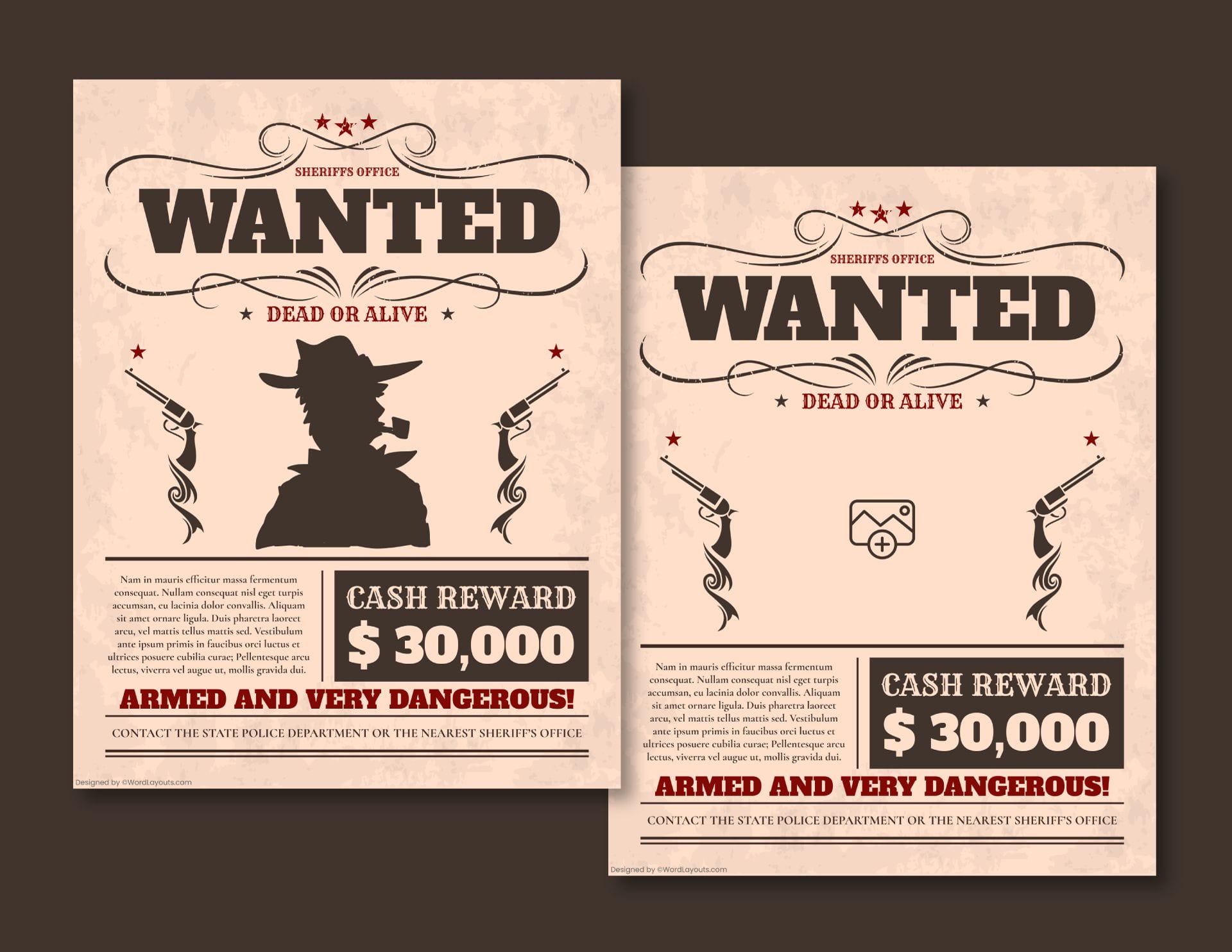 Vintage Vigilante Wanted Poster Template - WordLayouts