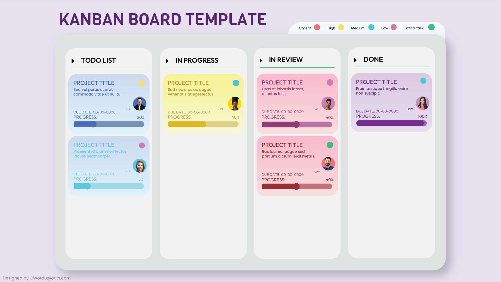 Visual Priority Project Tracker Kanban Board Template - WordLayouts